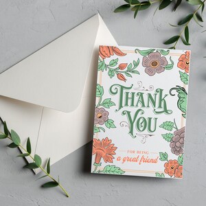 Printable Thank You Card for Friend, Thank You Note - Envelope Not ...