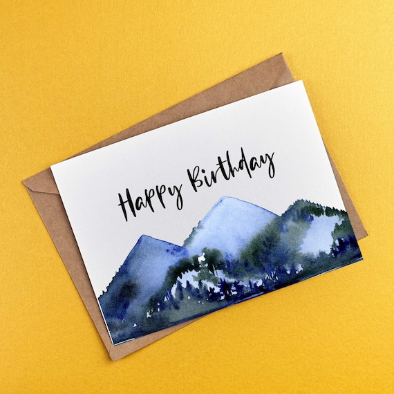 Printable Mountains Birthday Card Card for Him Dad Card | Etsy