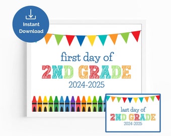 First and Last Day of Second Grade Sign, Last Day of School Sign, 2023 ...
