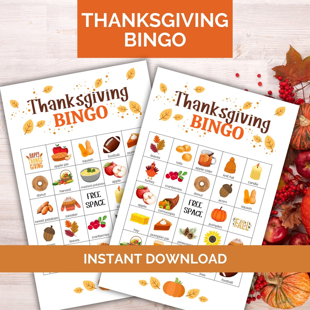 Thanksgiving Bingo Printable, Thanksgiving Party Game, 30 Fall Bingo ...