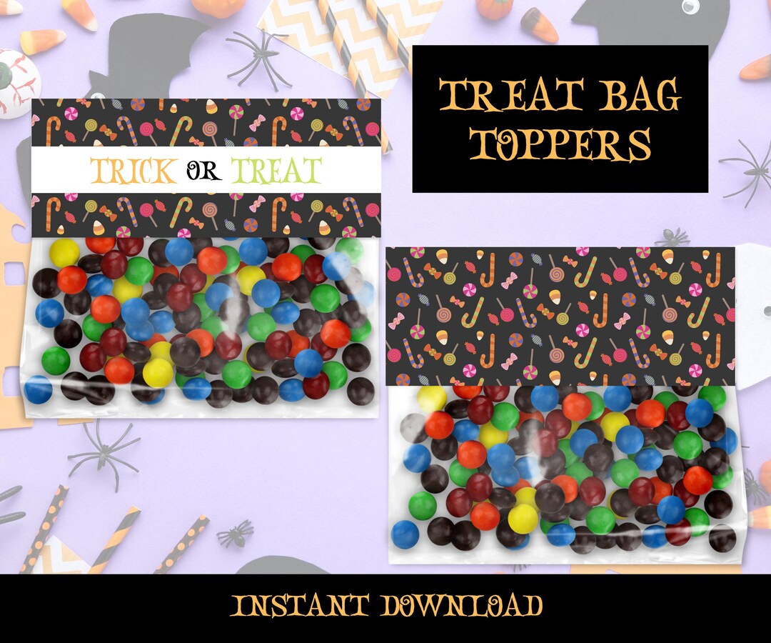 Halloween Treat Bag Toppers Printable - Trick or Treat Tags - Candy Bag ...