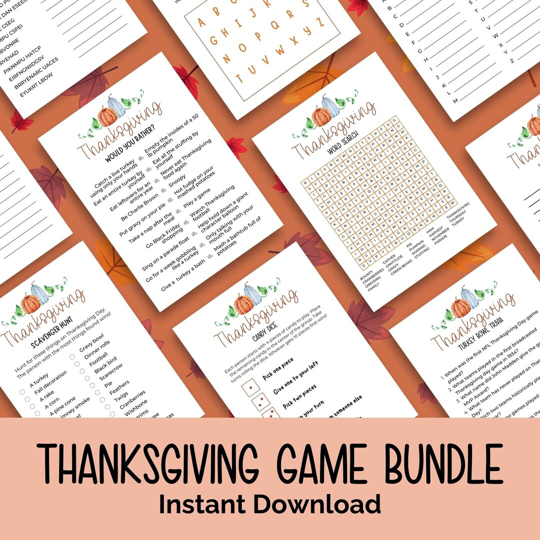 Thanksgiving Games Printable, Fall Family Game, Thanksgiving Dinner ...