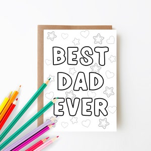 Coloring Father's Day Card Printable, Dad Card From Kids, Printable ...