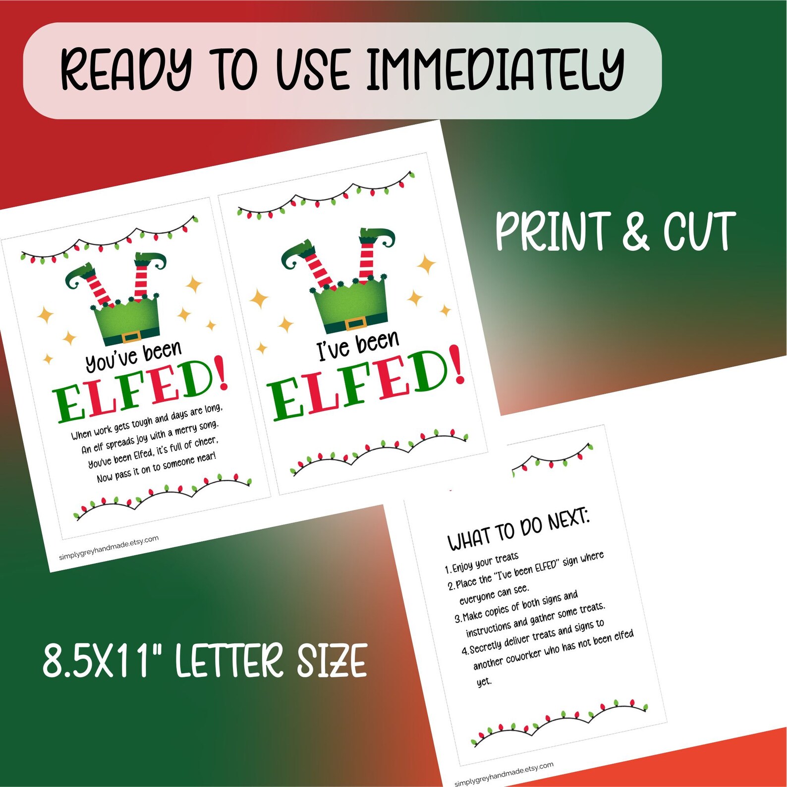 You've Been Elfed Printable Christmas Office Game, Elf Basket ...