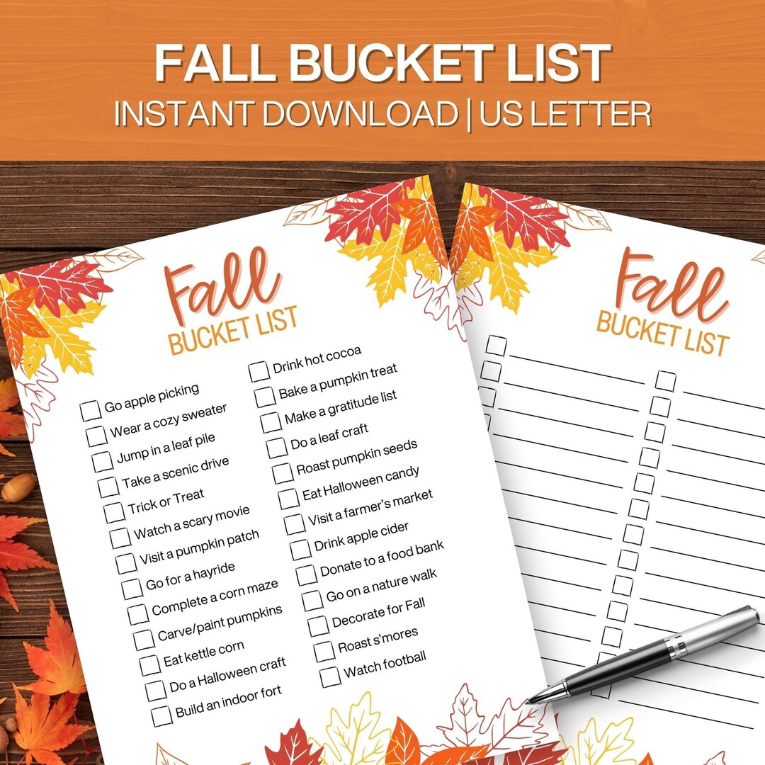 Fall Bucket List Printable, Fall Family Activities List, Autumn ...