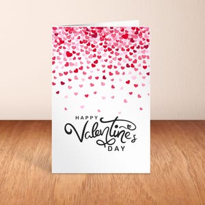 Printable Valentine's Day Card, Heart Confetti Card, Happy Valentine's ...