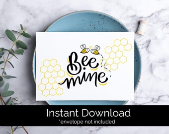 Bee Mine Printable PDF Valentine's Day Card - Etsy