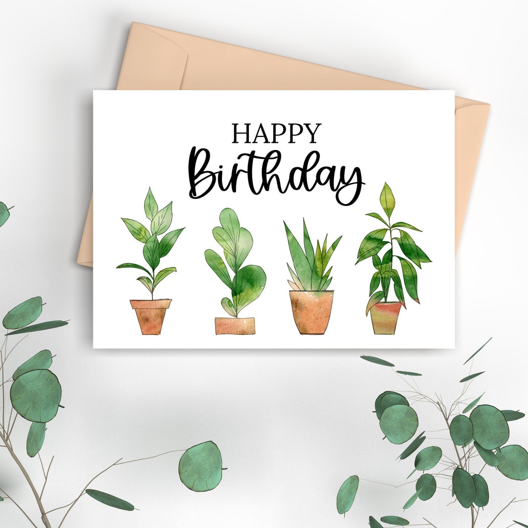 Plant Lover Birthday Card, Printable Greeting Card, Birthday Card Plant ...