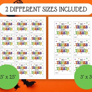Retro Halloween Favor Tags, Printable Gift Tags, No Tricks Just Treats ...