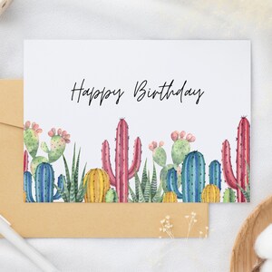 Printable Cactus Birthday Card, Card for Her, Printable Greeting Card ...