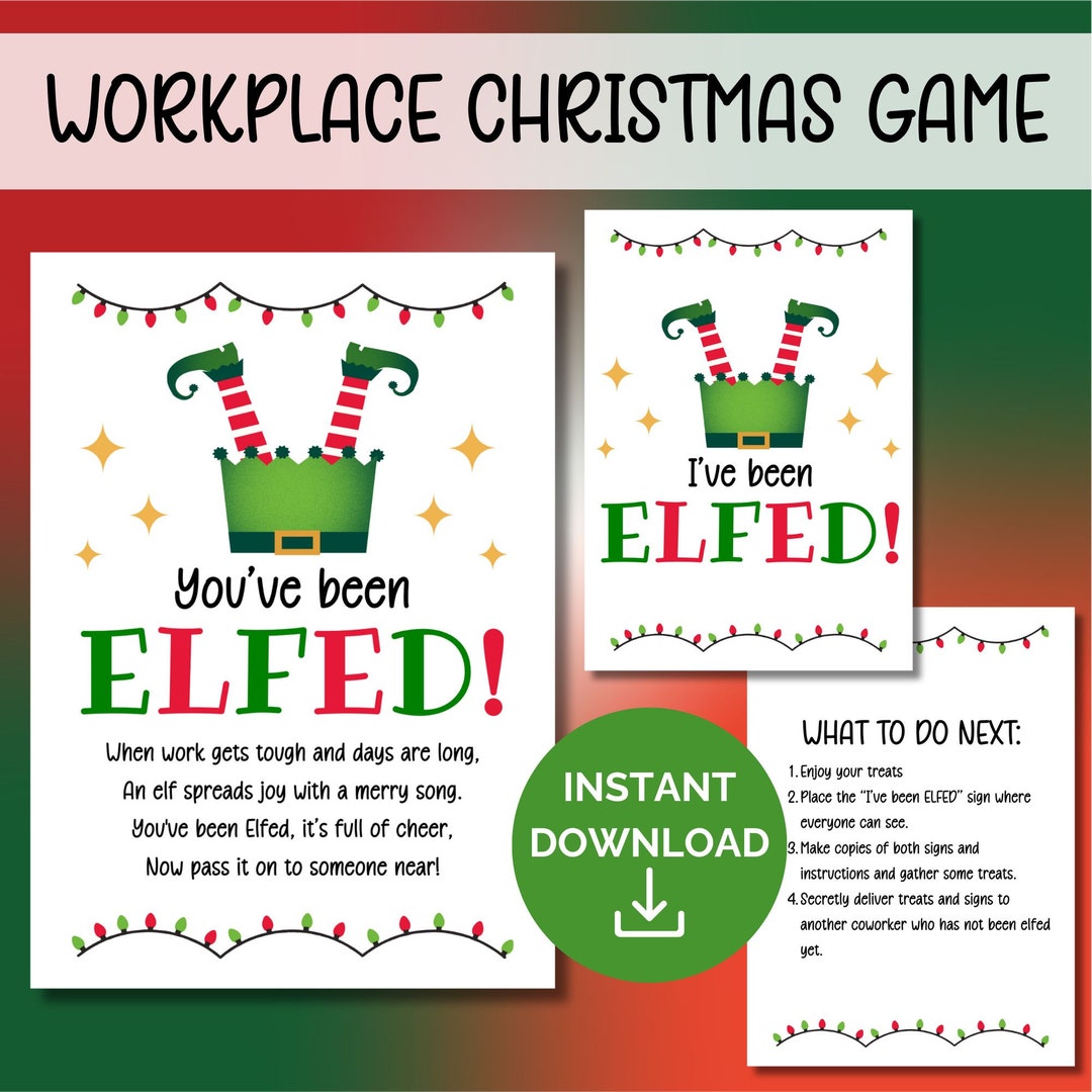 You've Been Elfed Printable Christmas Office Game, Elf Basket ...