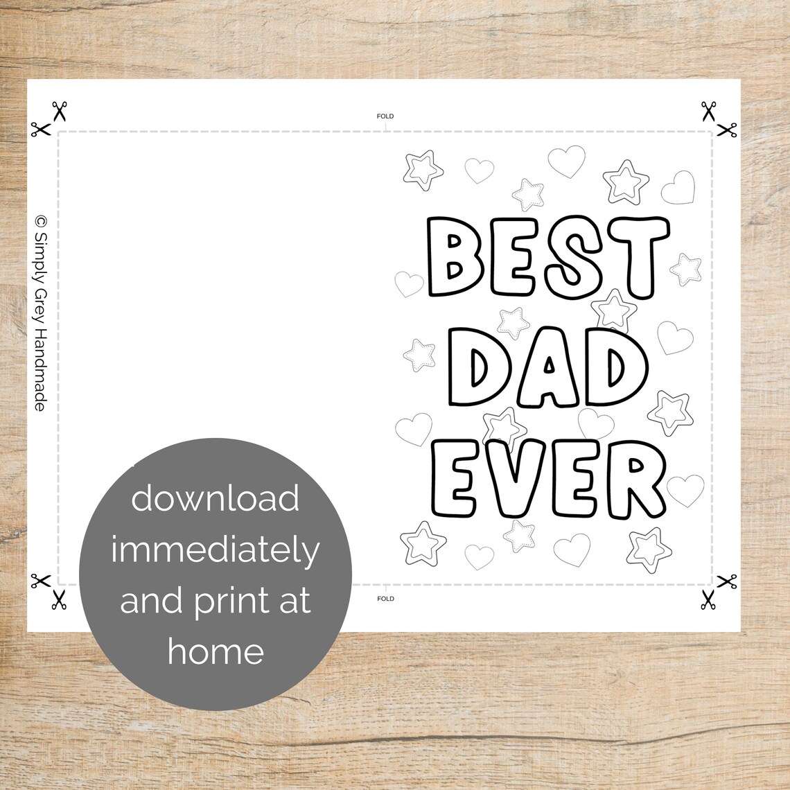 Coloring Father's Day Card Printable Dad Card From Kids - Etsy