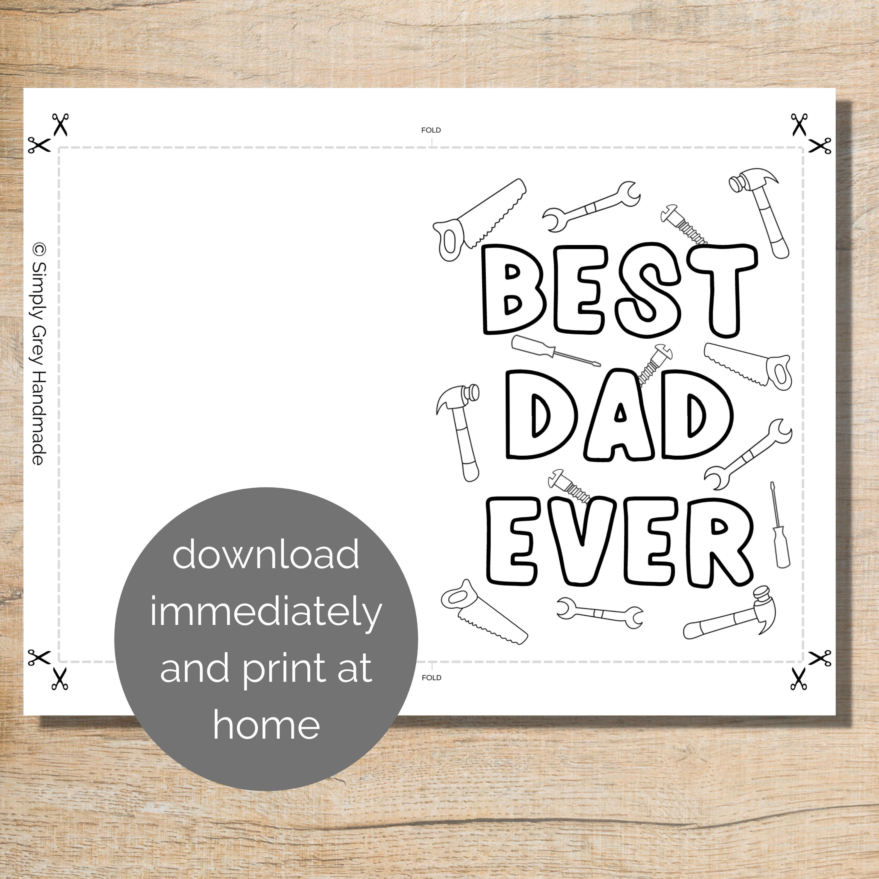 Coloring Father's Day Card Printable Dad Card From Kids - Etsy