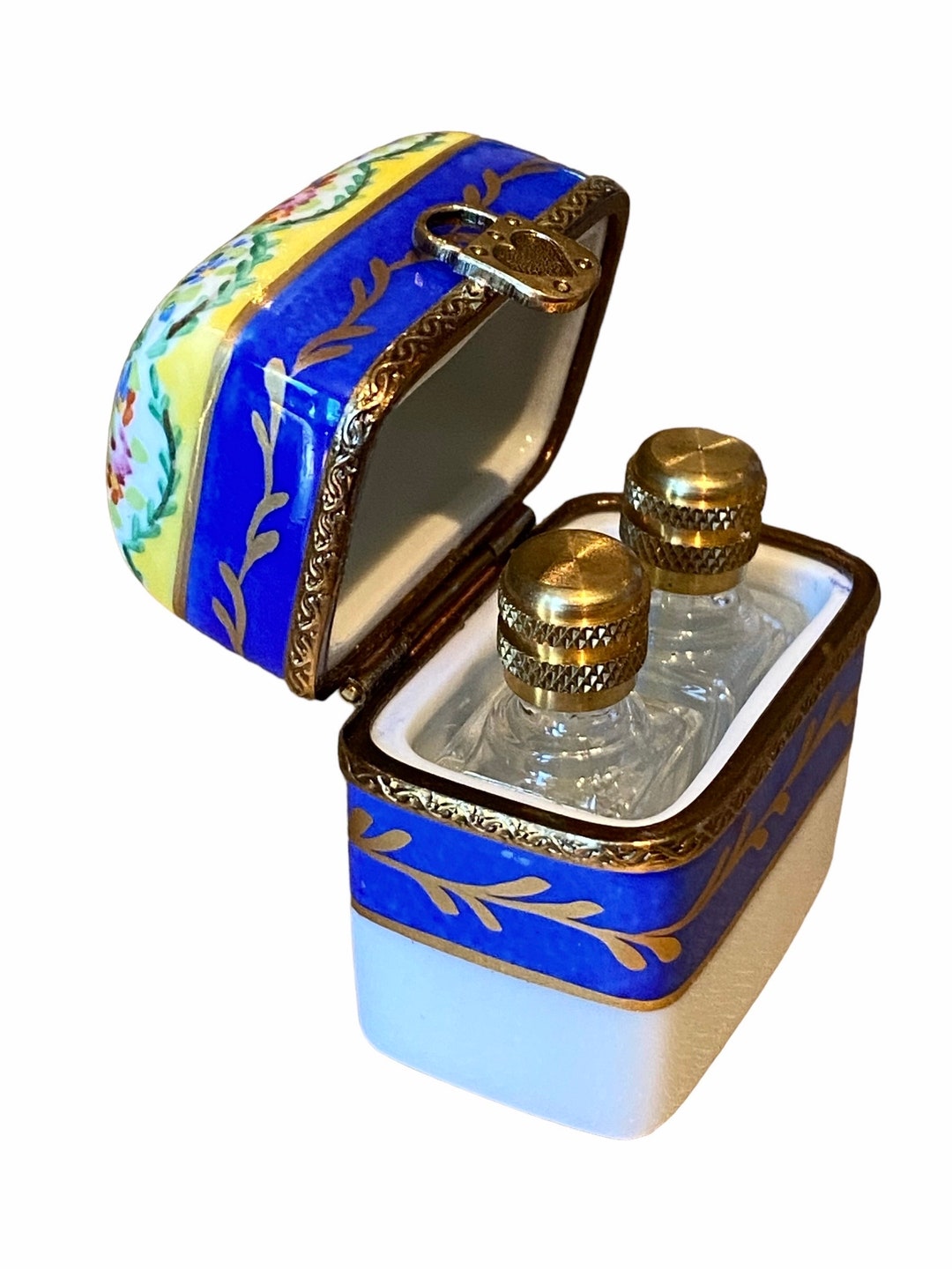 Classic Floral Perfume Chest With Two Bottles Limoges Box…retired…mint ...