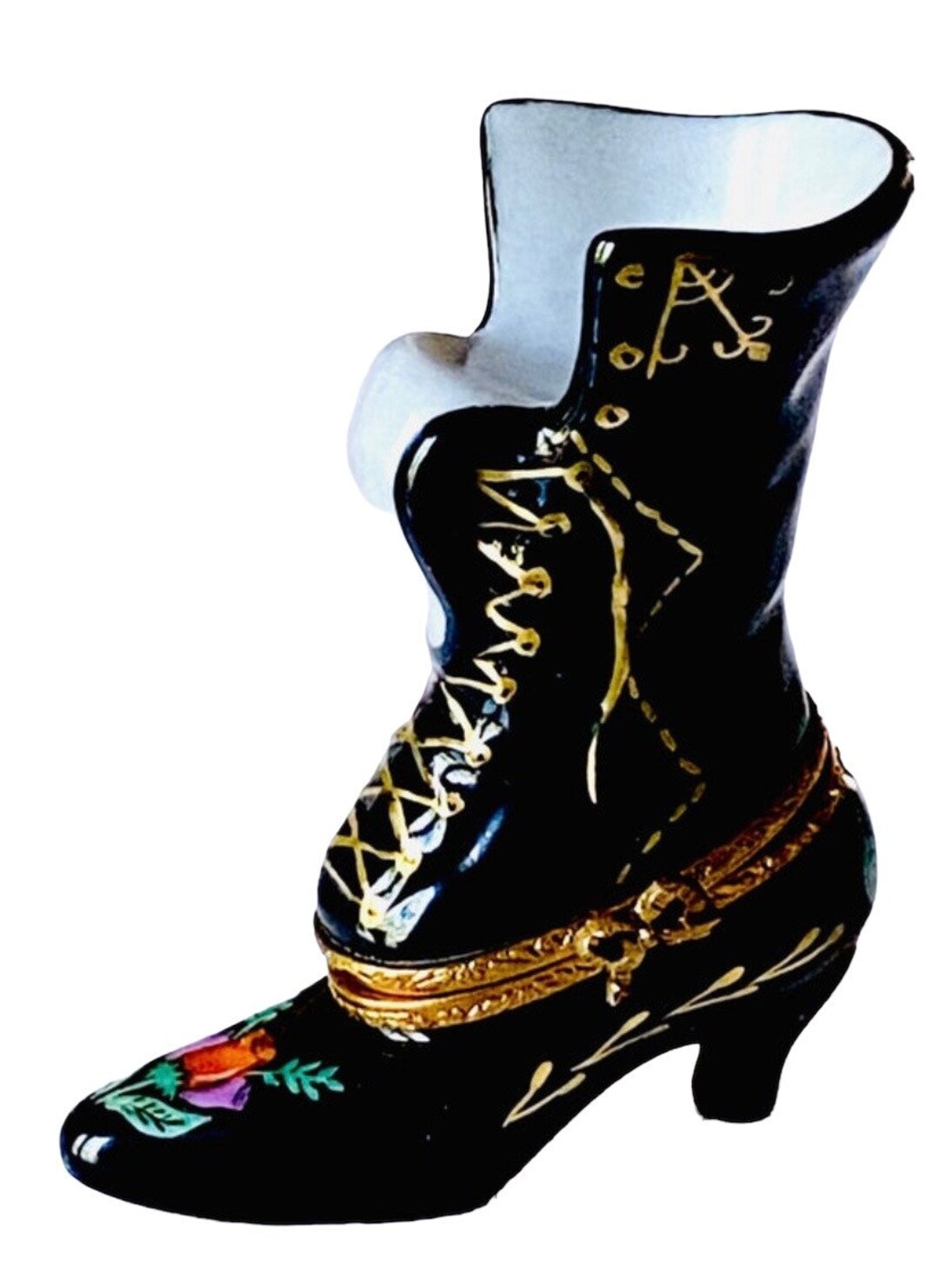 Victorian Black Boot With Roses by Limoges...retired…mint - Etsy
