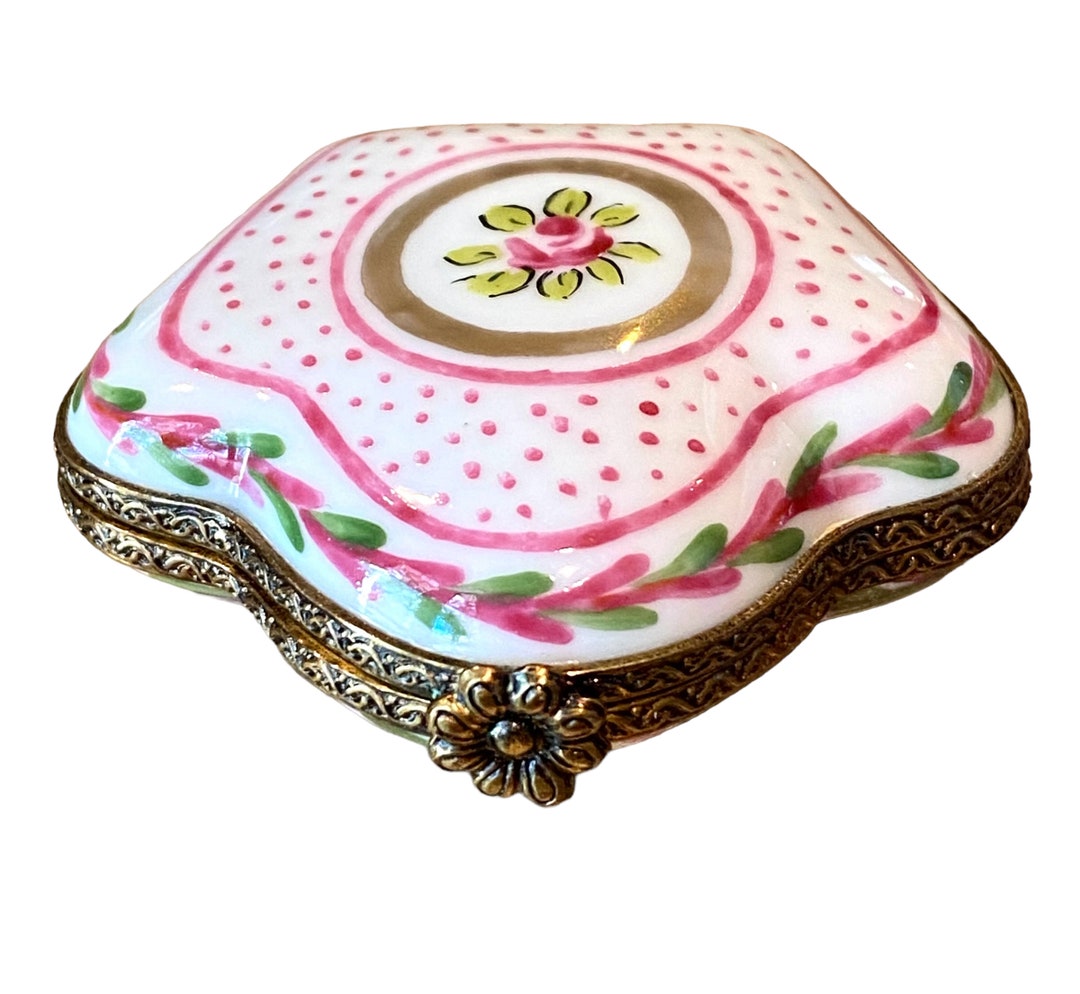 Vintage Limoges Pink Shell Shaped Box With Hand-painted Pink Rosesmint ...