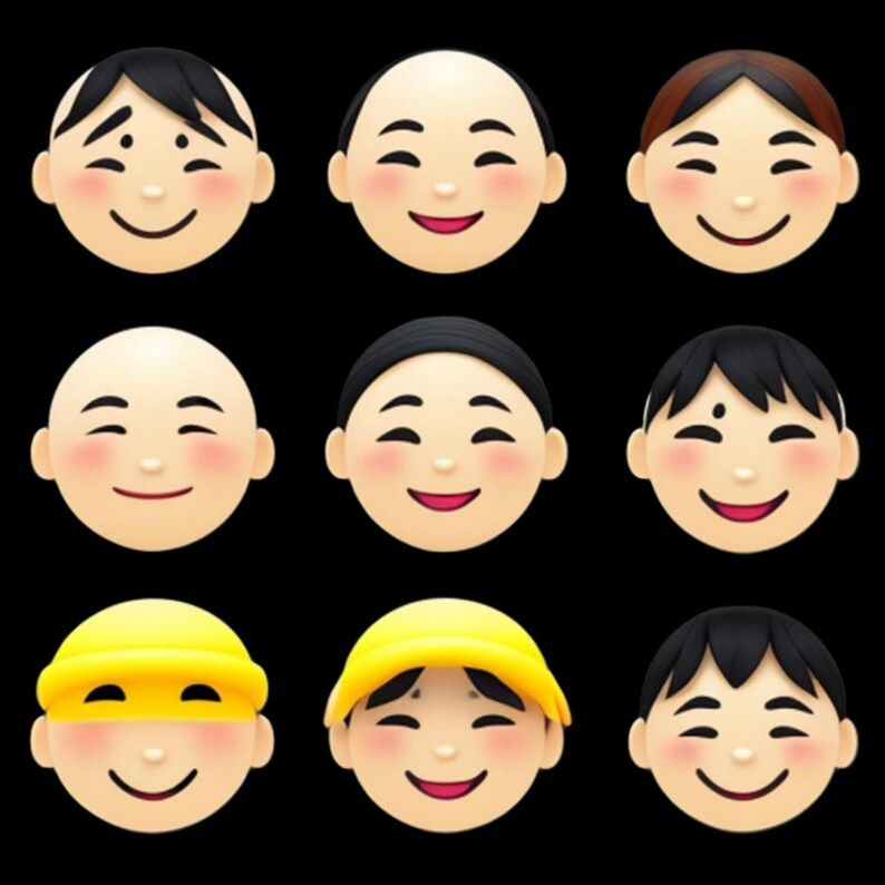 Asian Face Emotes, Asian American Emotes, Clip Art, Happy Faces, People ...