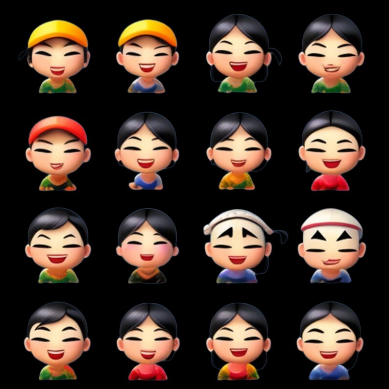 Asian Face Emotes, Asian American Emotes, Clip Art, Happy Faces, People ...