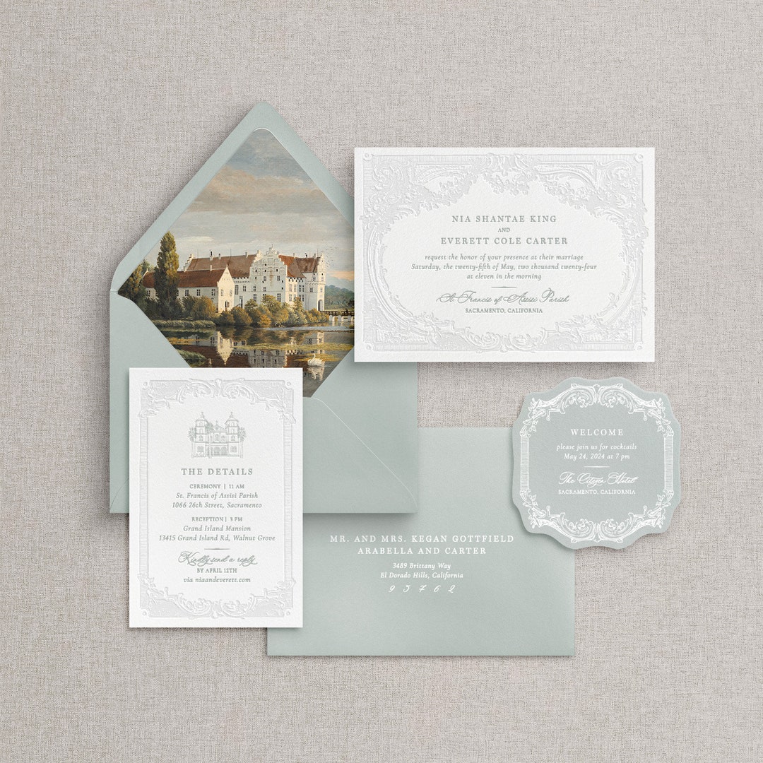 Dane and Galen Custom Wedding Invitation Set, SAMPLE: Classic Vintage ...