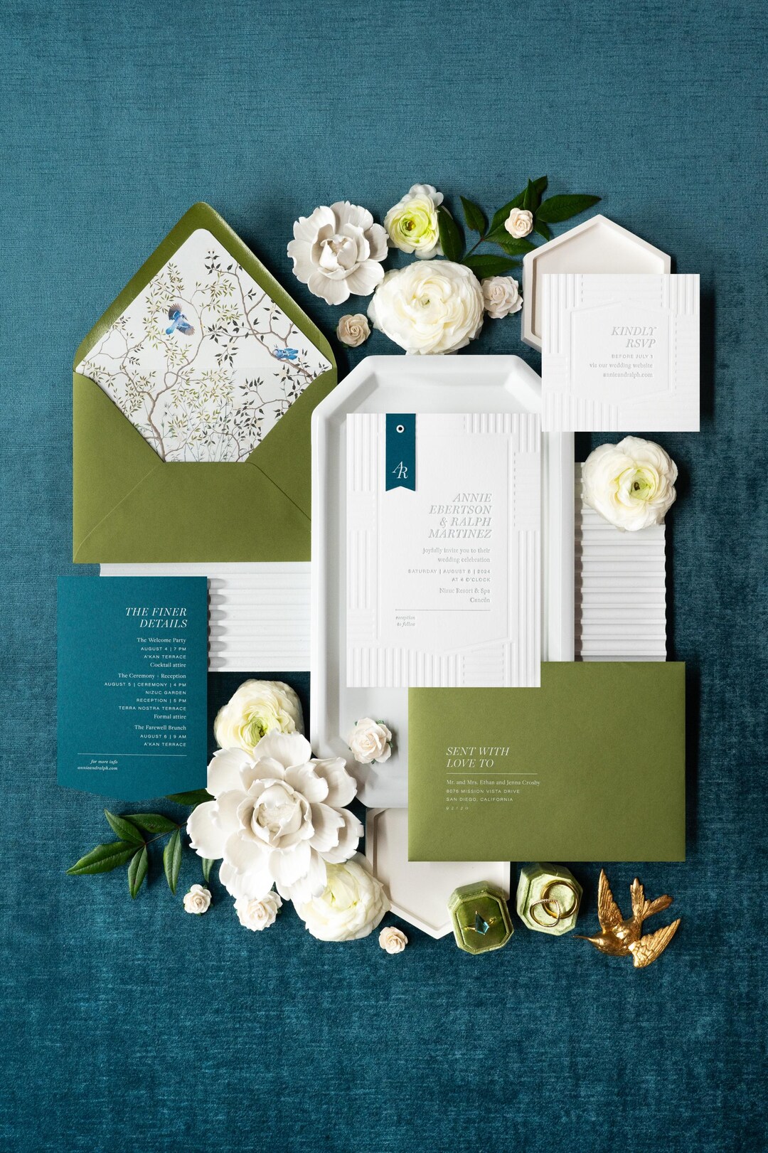 Modern Blind Deboss Wedding Invitation Sample: Annie and Ralph - Etsy