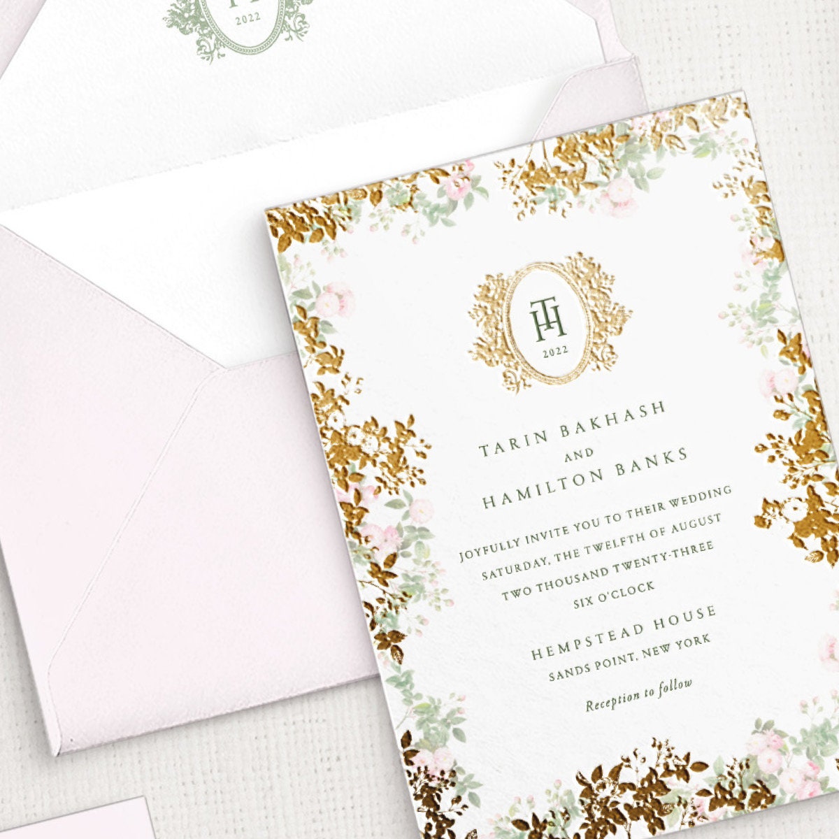 Tarin and Hamilton Custom Wedding Invitation Set, SAMPLE: Soft ...