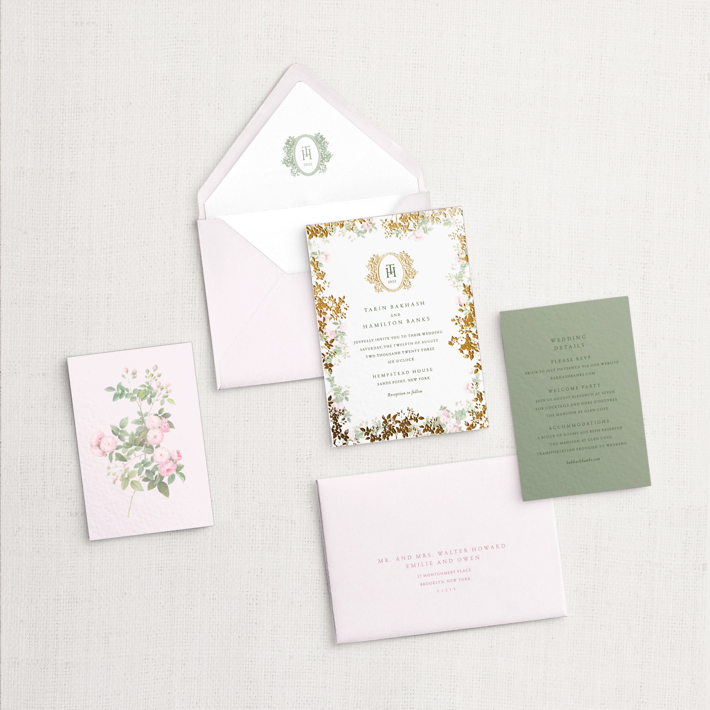 Tarin and Hamilton Custom Wedding Invitation Set, SAMPLE: Soft ...