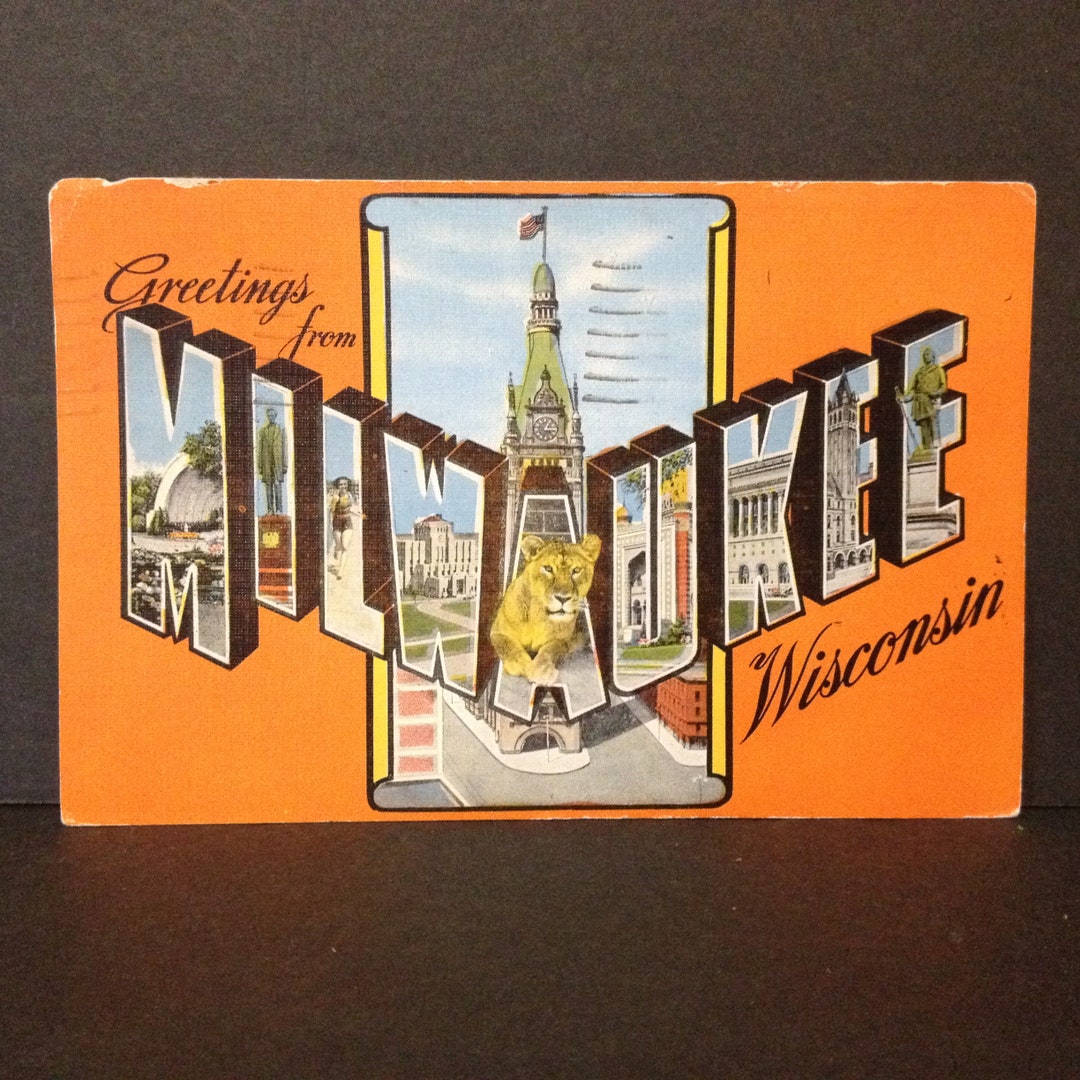 Milwaukee Wisconsin Vintage Big Letter Greetings Postcard - Etsy