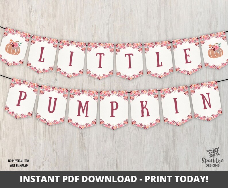 Printable Little Pumpkin Banner Boho Baby Shower Decor Floral - Etsy