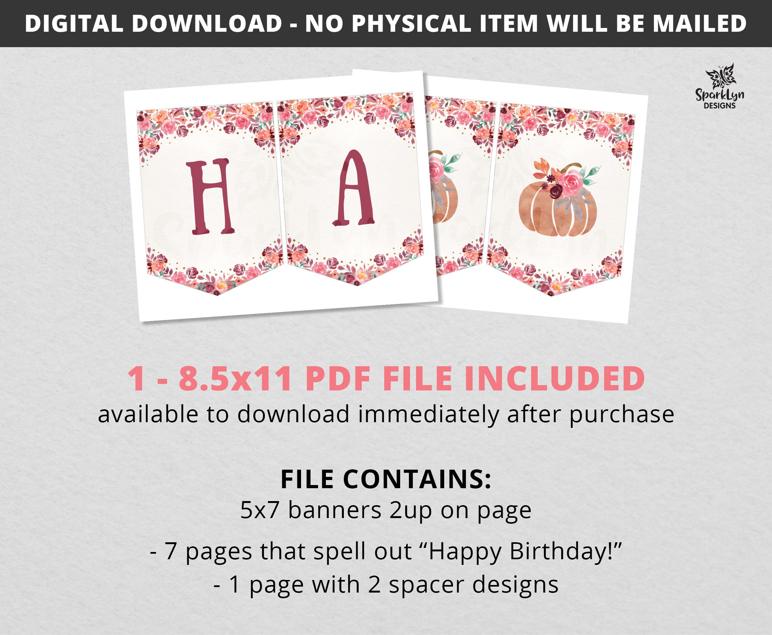 Printable Little Pumpkin Happy Birthday Banner, Boho Birthday Pumpkin ...