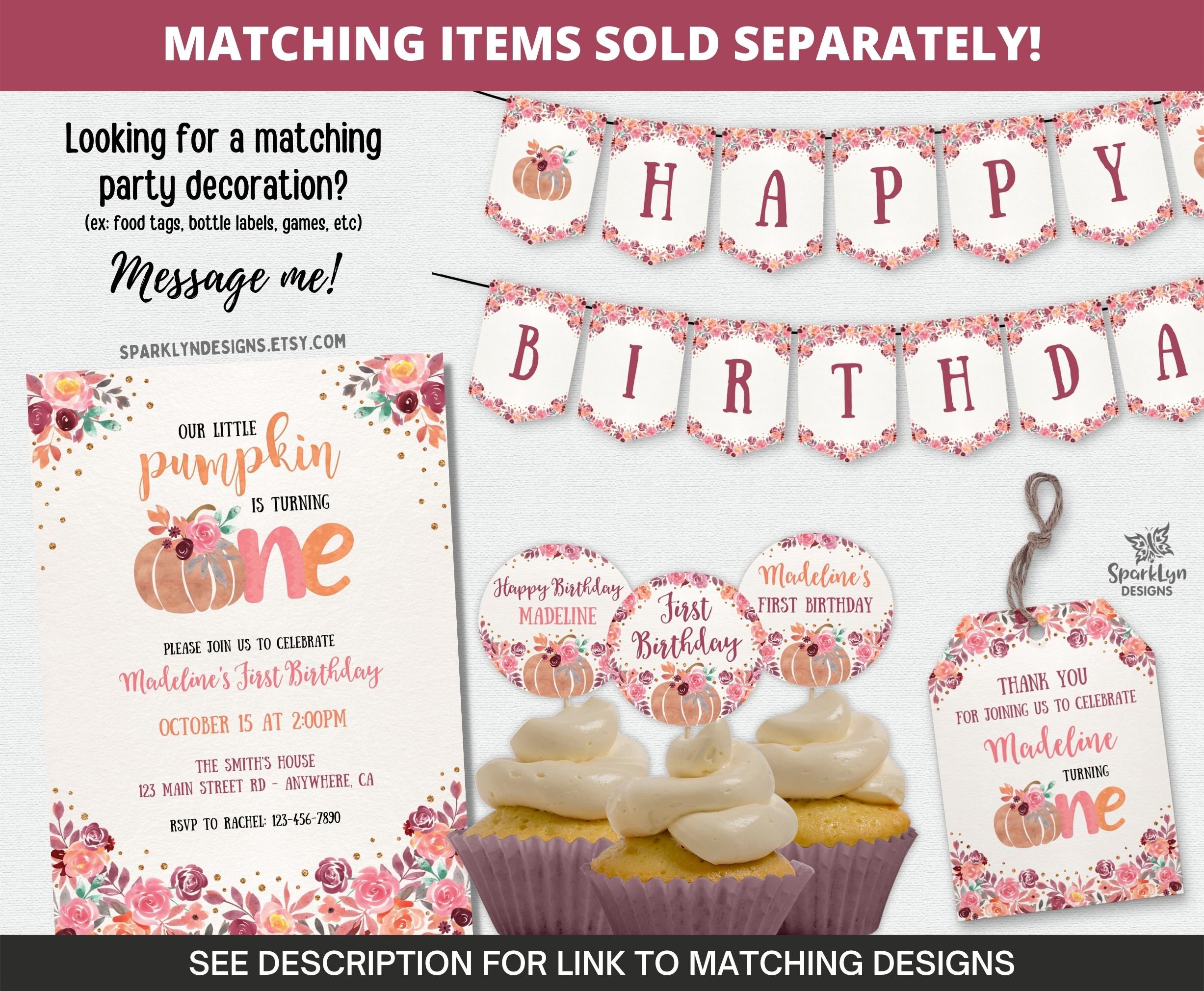 Printable Little Pumpkin Happy Birthday Banner, Boho Birthday Pumpkin ...