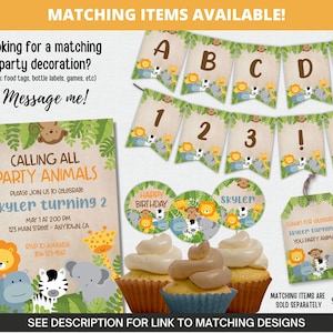 Printable Jungle Animals Birthday Banner Boy Birthday Banner Party Flag ...