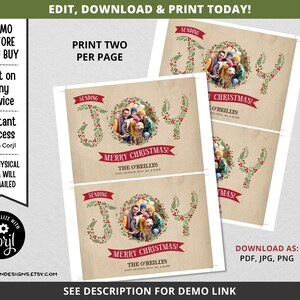 EDITABLE Christmas Joy Photo Card, Christmas Photo Card, Merry ...