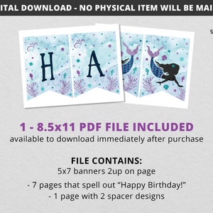 Happy Birthday Banner Printable, Mermaid Birthday Banner Under the Sea ...