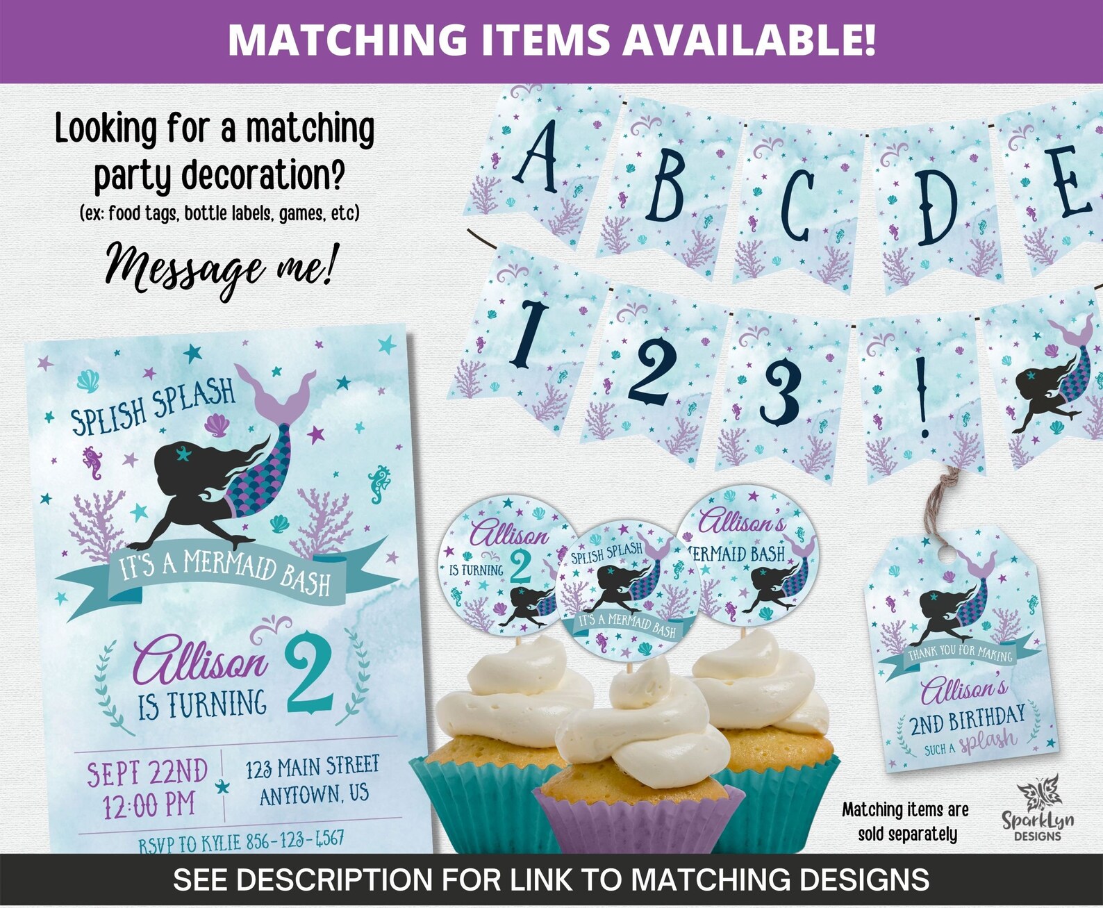 Happy Birthday Banner Printable, Mermaid Birthday Banner Under the Sea ...