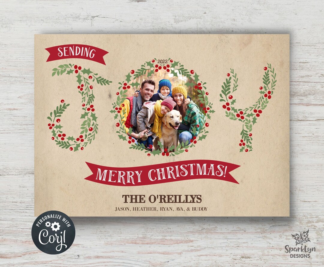 EDITABLE Christmas Joy Photo Card, Christmas Photo Card, Merry ...