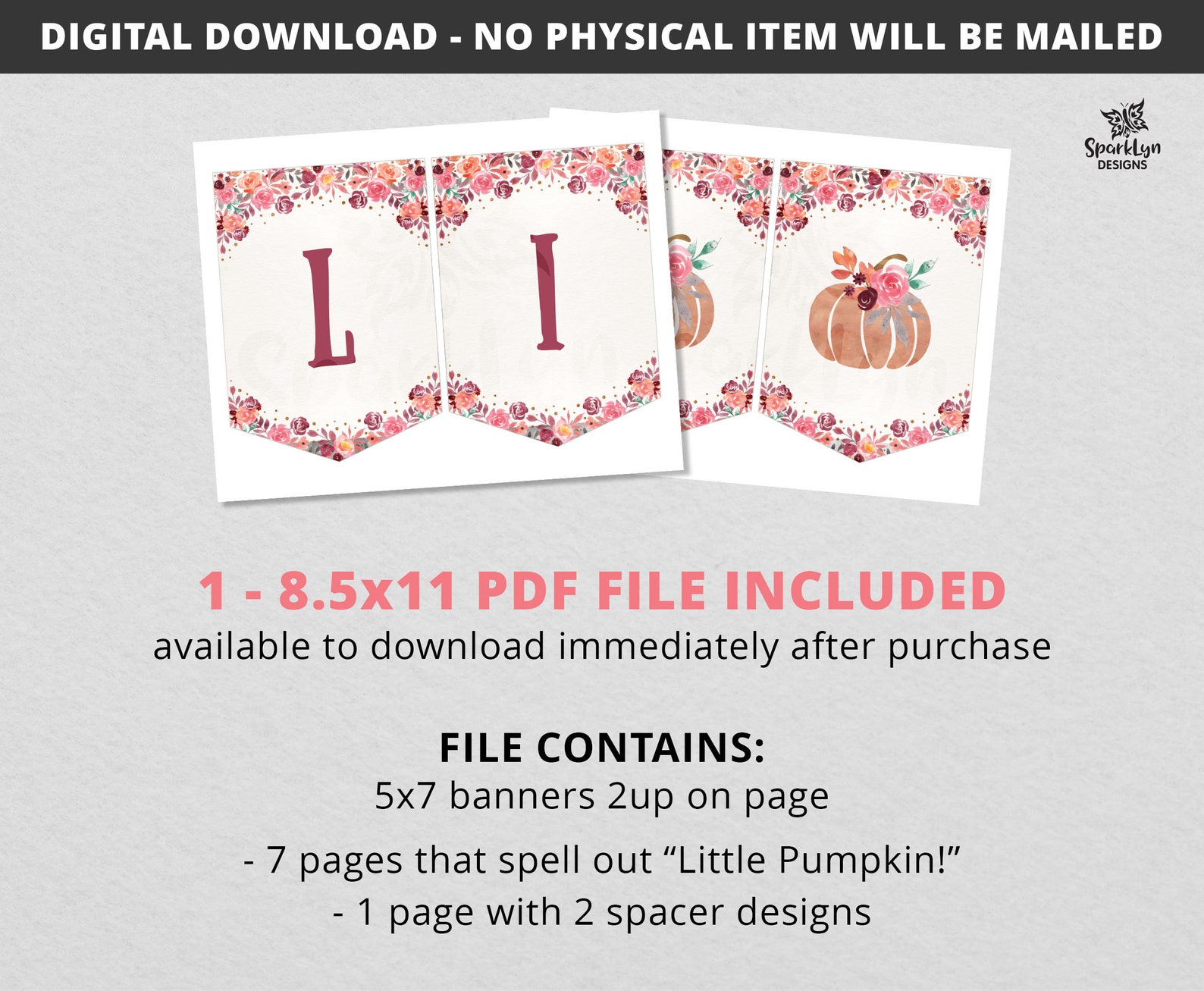 Printable Little Pumpkin Banner Boho Baby Shower Decor Floral - Etsy