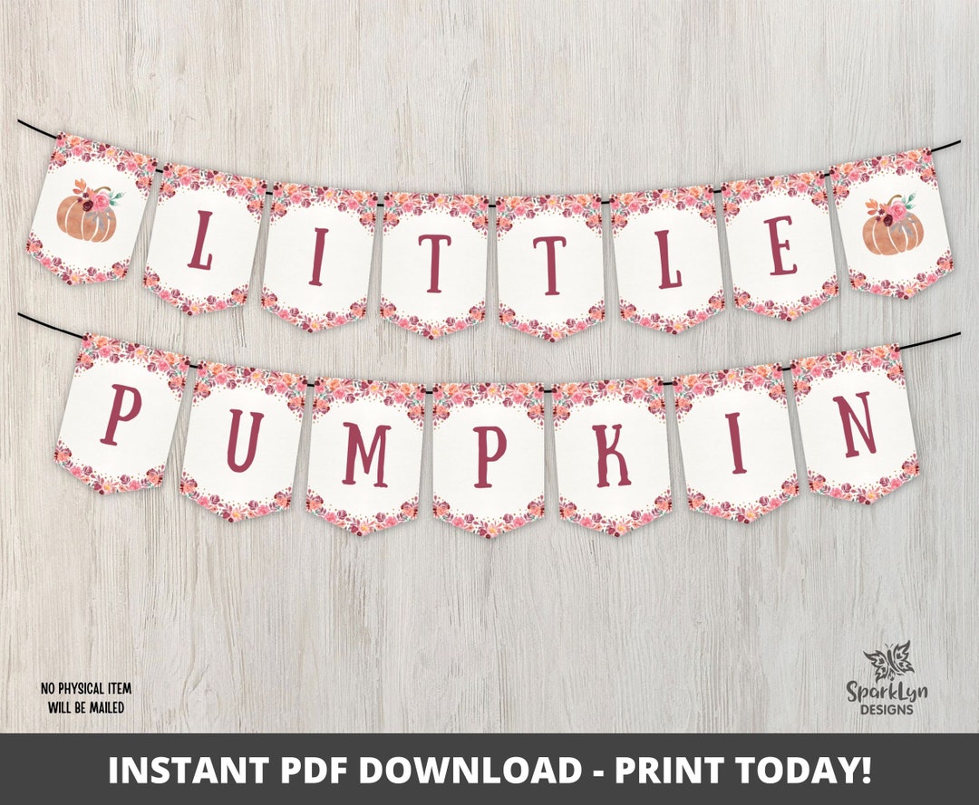 Printable Little Pumpkin Banner Boho Baby Shower Decor Floral - Etsy