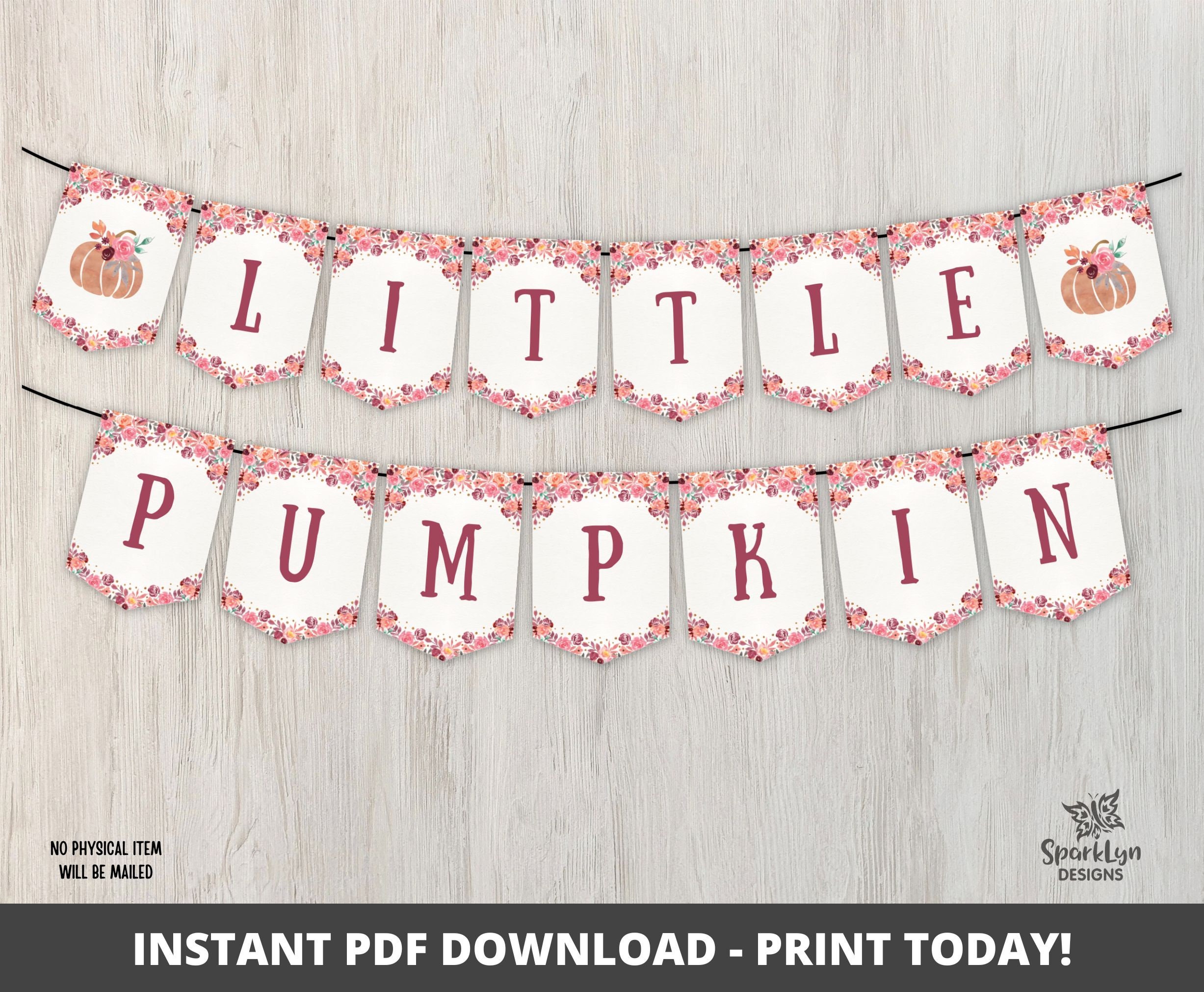 Printable Little Pumpkin Banner Boho Baby Shower Decor Floral - Etsy