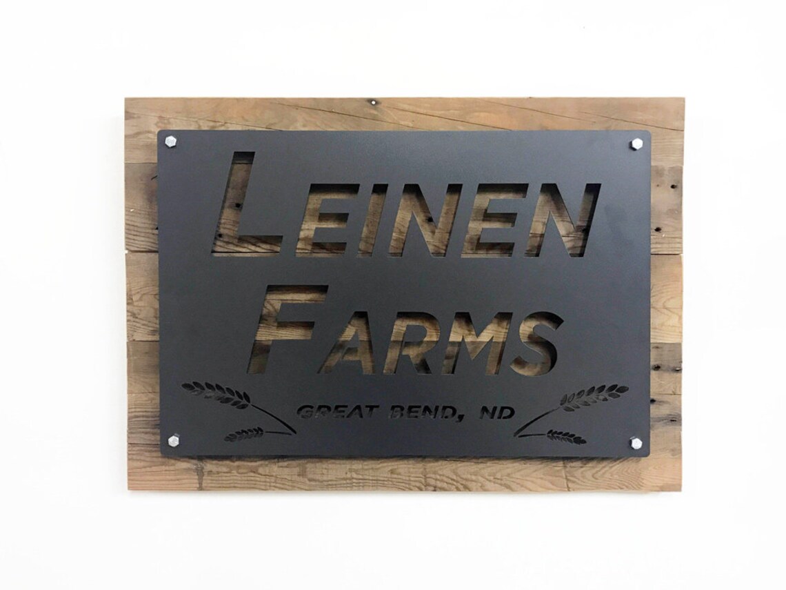 Custom Farm Office or Logo Sign With Laser Cut Metal and Rustic Wood - Etsy