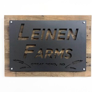 Custom Farm Office or Logo Sign With Laser Cut Metal and Rustic Wood - Etsy