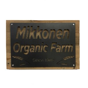 Custom Farm Office or Logo Sign With Laser Cut Metal and Rustic Wood - Etsy