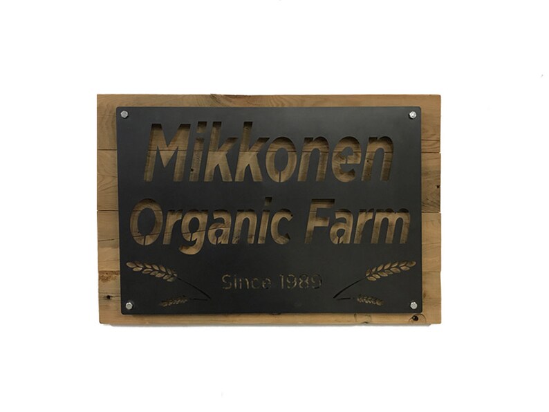 Custom Farm Office or Logo Sign With Laser Cut Metal and Rustic Wood - Etsy