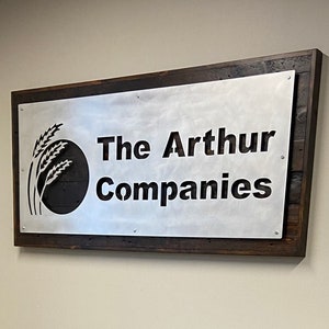 Custom Farm Office or Logo Sign With Laser Cut Metal and Rustic Wood - Etsy