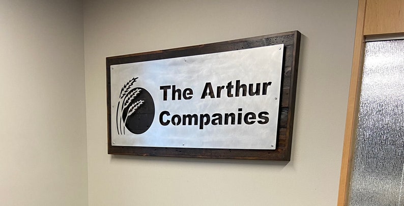 Custom Farm Office or Logo Sign With Laser Cut Metal and Rustic Wood - Etsy