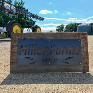 Custom Farm Office or Logo Sign With Laser Cut Metal and Rustic Wood - Etsy