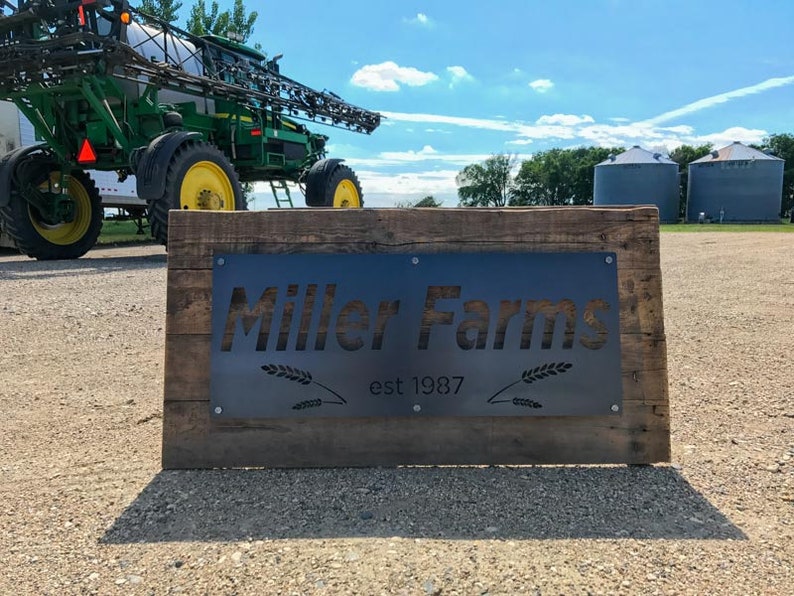 Custom Farm Office or Logo Sign With Laser Cut Metal and Rustic Wood - Etsy