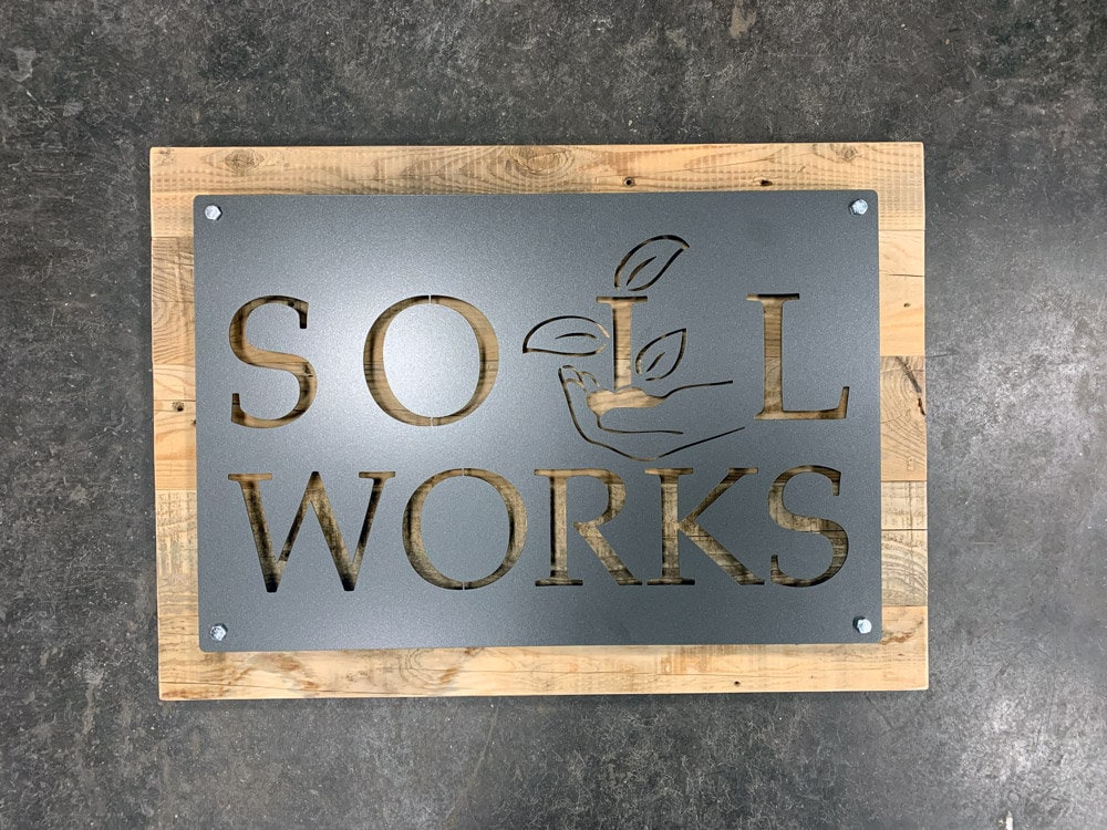 Custom Farm Office or Logo Sign With Laser Cut Metal and Rustic Wood - Etsy