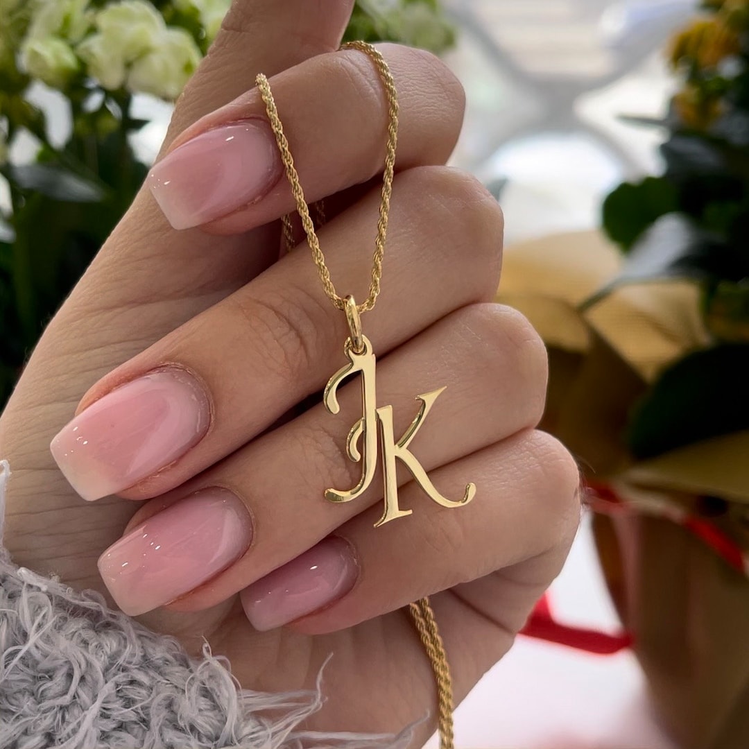 Double Initial Necklace, Custom Two Letter Necklace, Two Initials ...