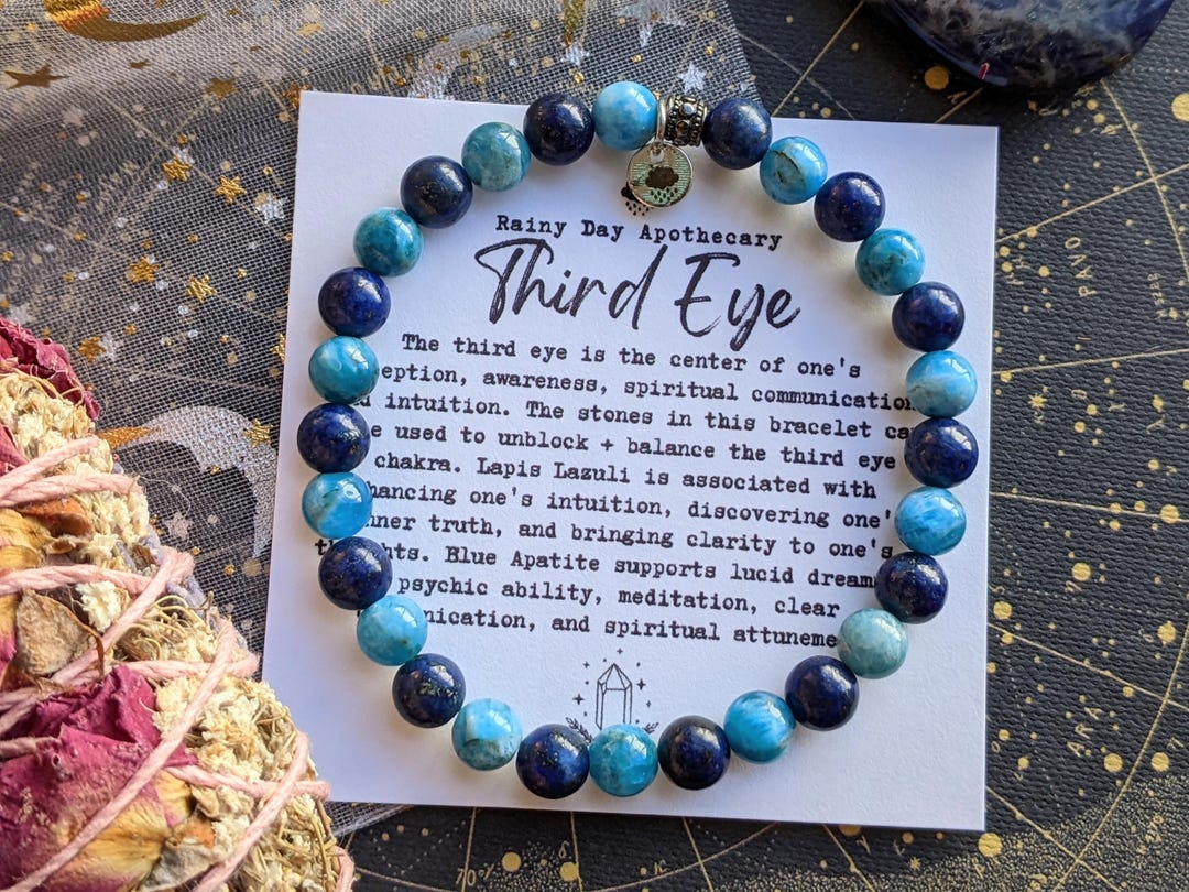 Third Eye Gemstone Bracelet | Lapis Lazuli + Blue Apatite | 6mm Healing ...
