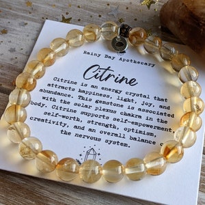 Yellow Citrine Bracelet 6mm Gemstone Bracelet Solar Plexus Chakra ...